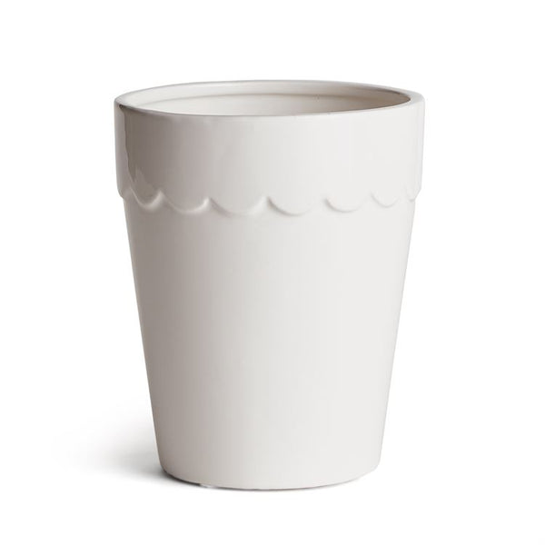 White Scalloped Tapered Cachepot | Furnish